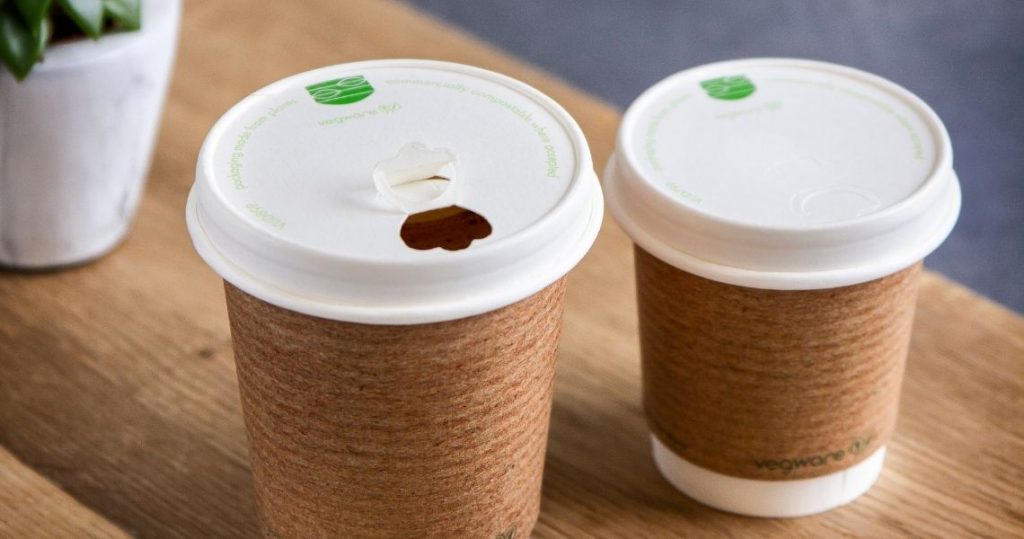 New paper lids for hot cups! With innovative pull-back tab - Vegware News